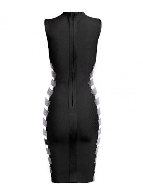 Rochie sexy bandage de culoare neagra cu fermoar la spate si decolteu ...